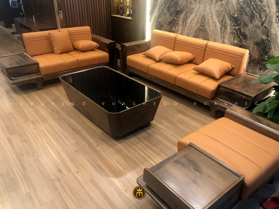 Sofa lotus gỗ óc chó đẹp hiện đại sang trọng đẳng cấp